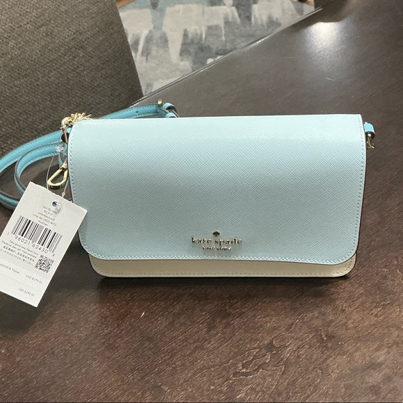 kate spade | Bags | Kate Spade Light Blue And Cream Crossbody Saffiano ...